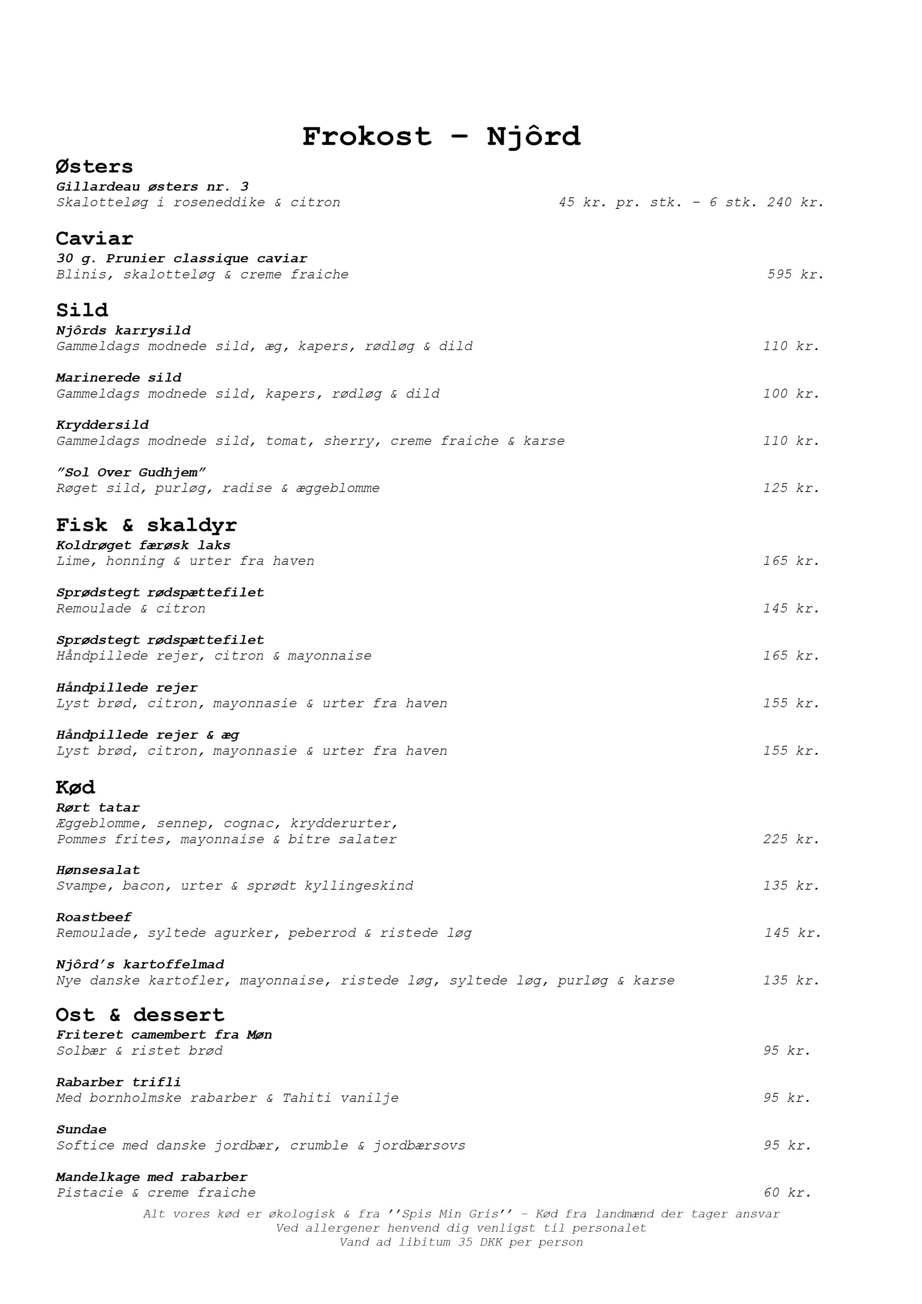 Frokostmenu - Hotel Siemsens Gaard Bornholm