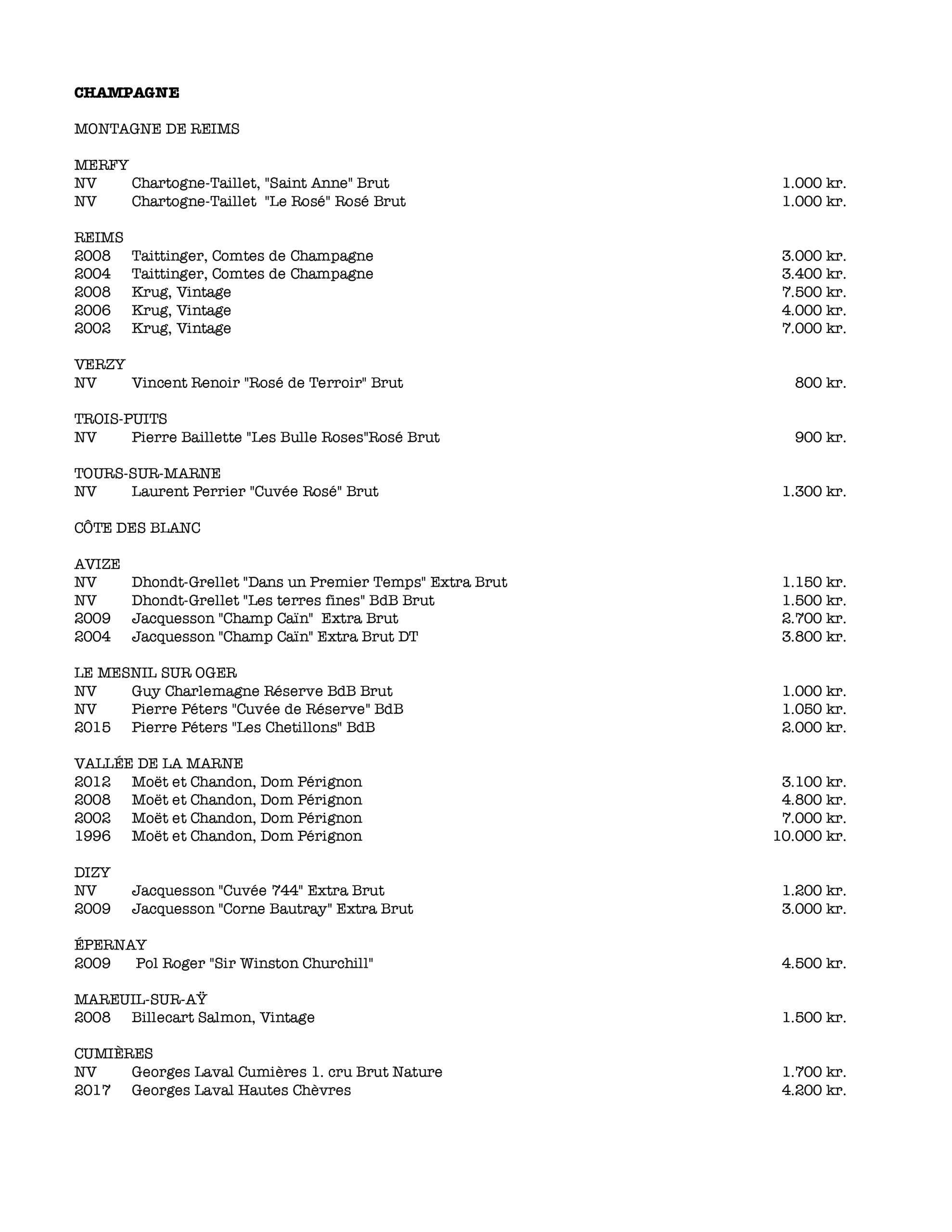 Vinkort - Hotel Siemsens Gaard Bornholm